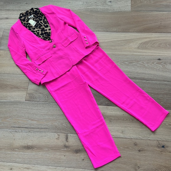 JODIFL | Jackets & Coats | Nwt Jodifl Neon Pink Leopard Blazer Pant ...